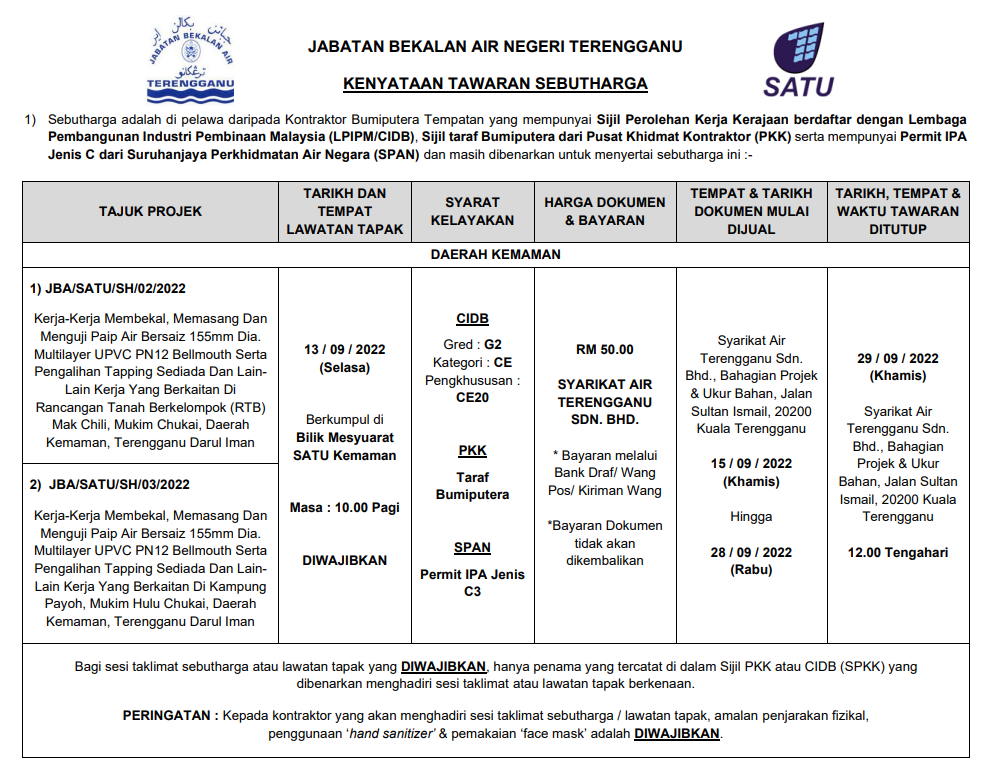 Tender/Sebutharga Kerajaan Negeri